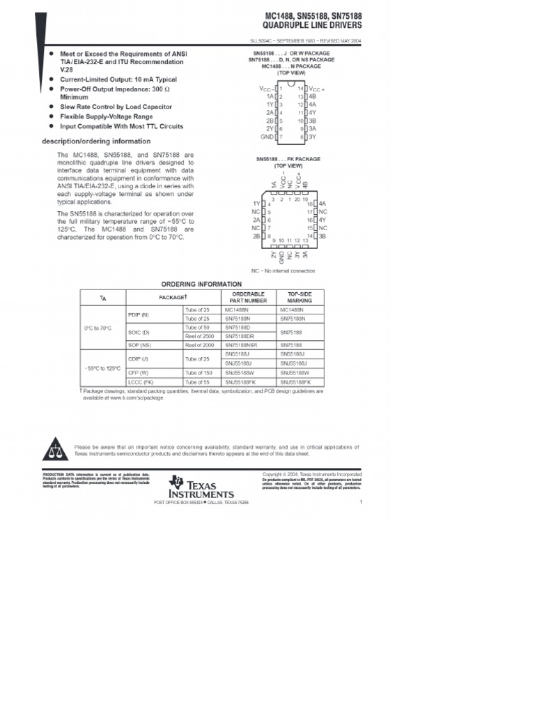 SN75188DRG4 PDF, SN75188DRG4 Description, SN75188DRG4 Datasheet, SN75188DRG4 View - ALLDATASHEET ...