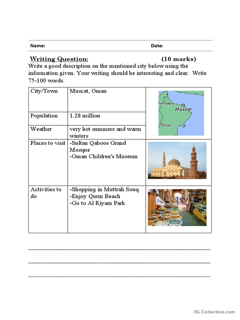 Guided Writing - Describing A Place | PDF