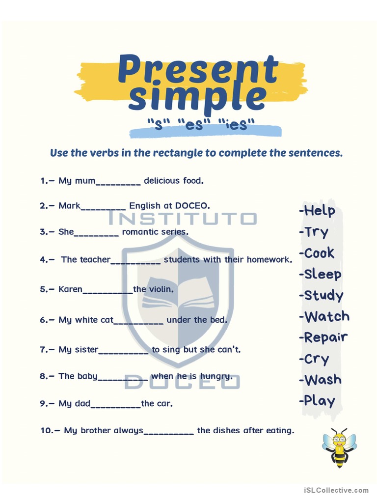 Present Simple S Es Ies | PDF