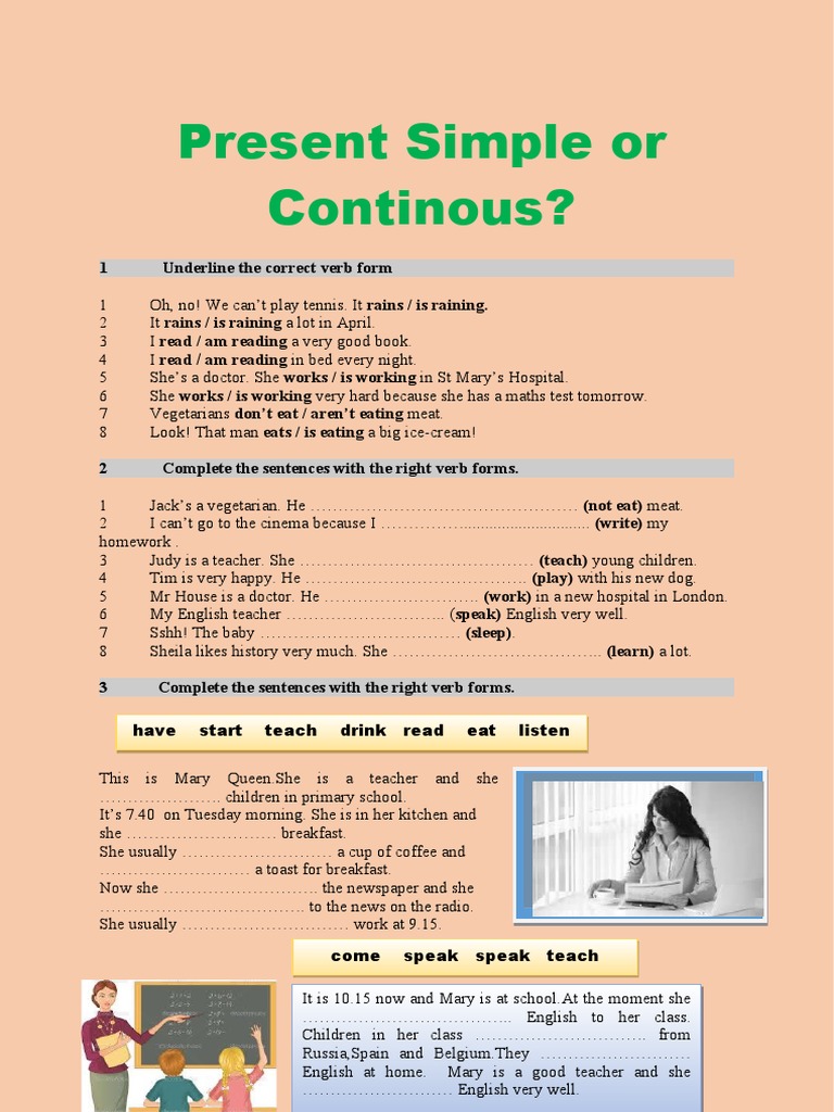 Simple Present Vs Present Continous 76629 | PDF