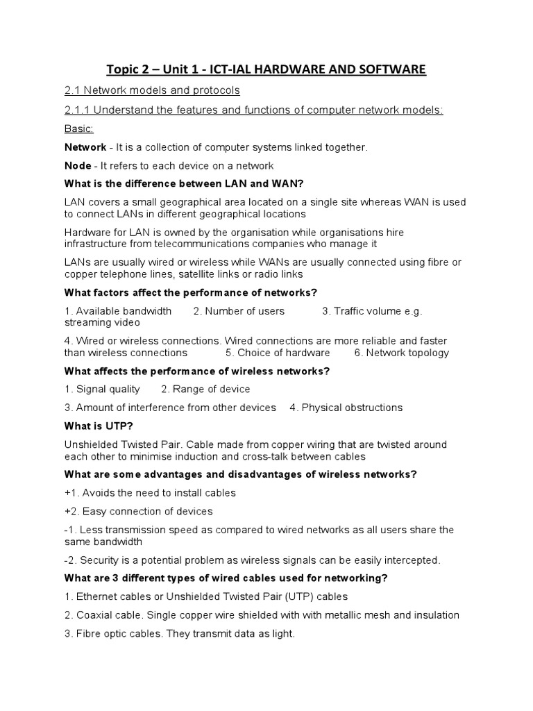 Topic 2 Unit 1 Ict Pdf Computer Network Malware 