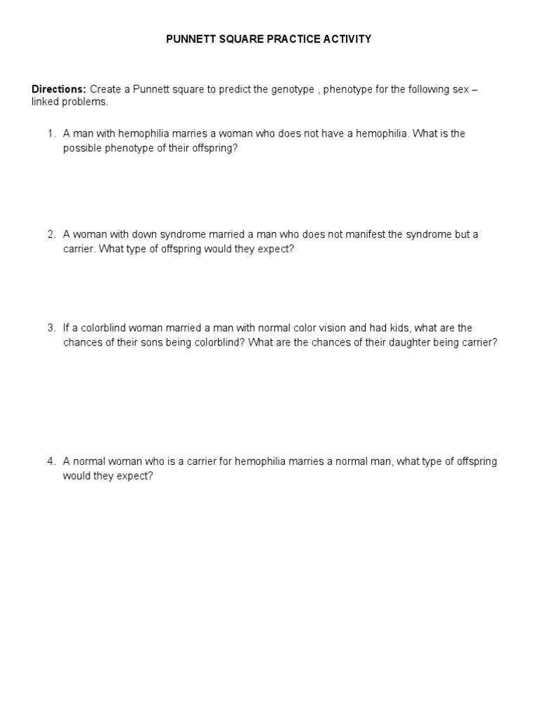 Sex-Linked Genetics Punnett Square Guide | PDF