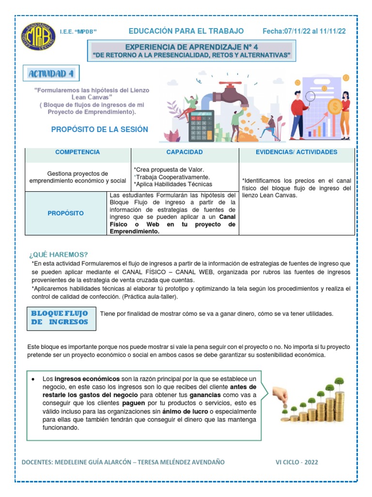 Experiencia de Aprendizaje Iv Act 4 Ept - 2022 | PDF | Iniciativa empresarial | Evaluación