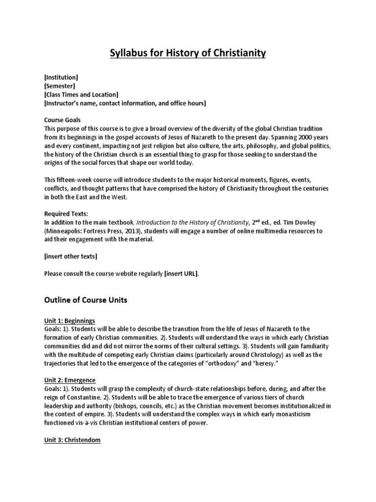 Sample Syllabus | PDF | Theology | Protestantism