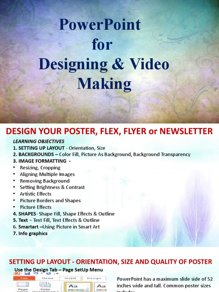 Powerpoint For Poster Designing & Video Making | Download Free PDF | Microsoft Power Point ...