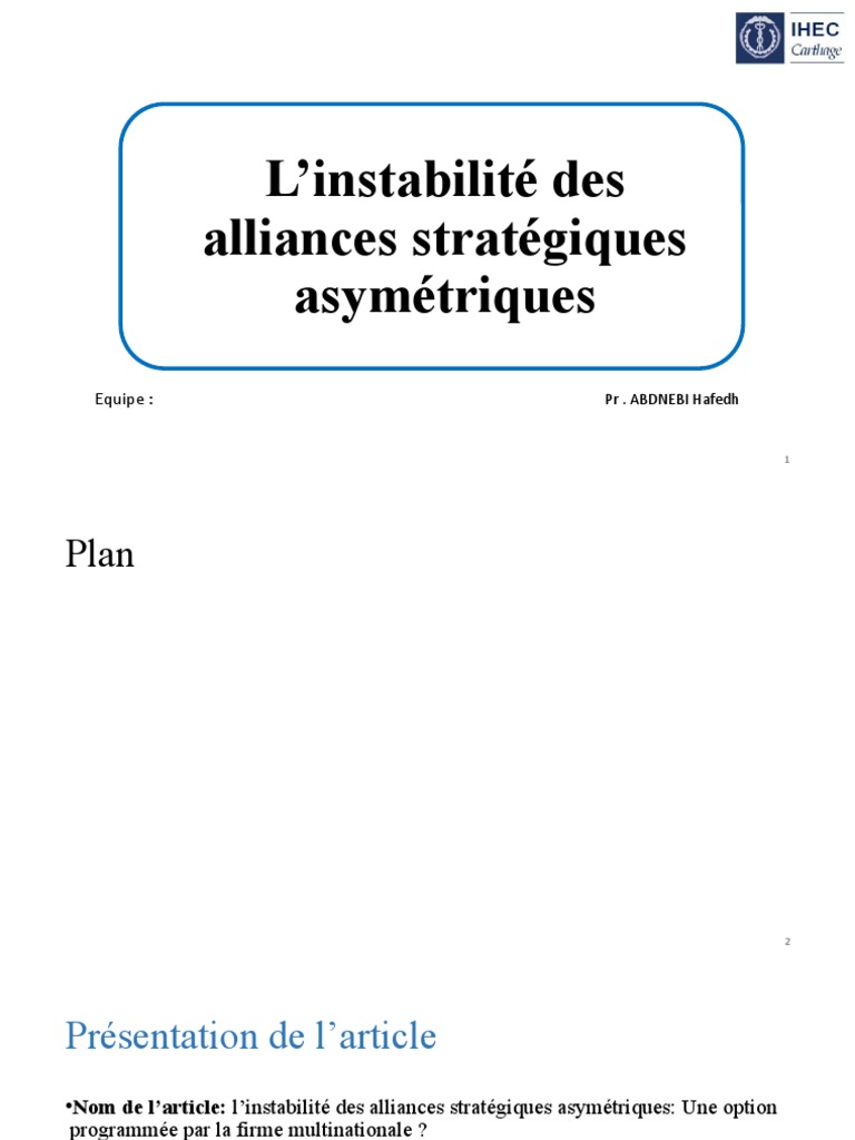 Instabilité des alliances stratégiques | PDF | Business | Société multinationale