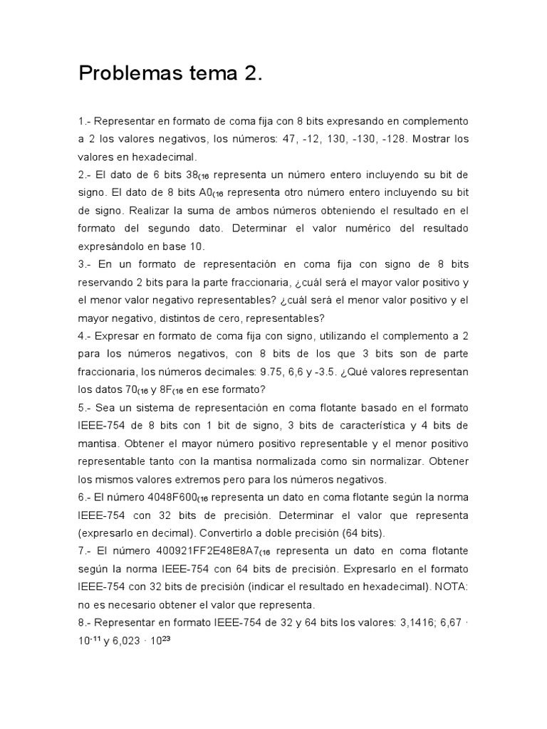 Problemas T2 | PDF | Poco | Entero