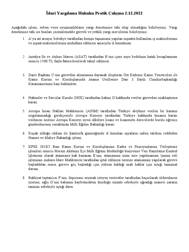 İdari Yargı Pratik 2 Aralık | PDF