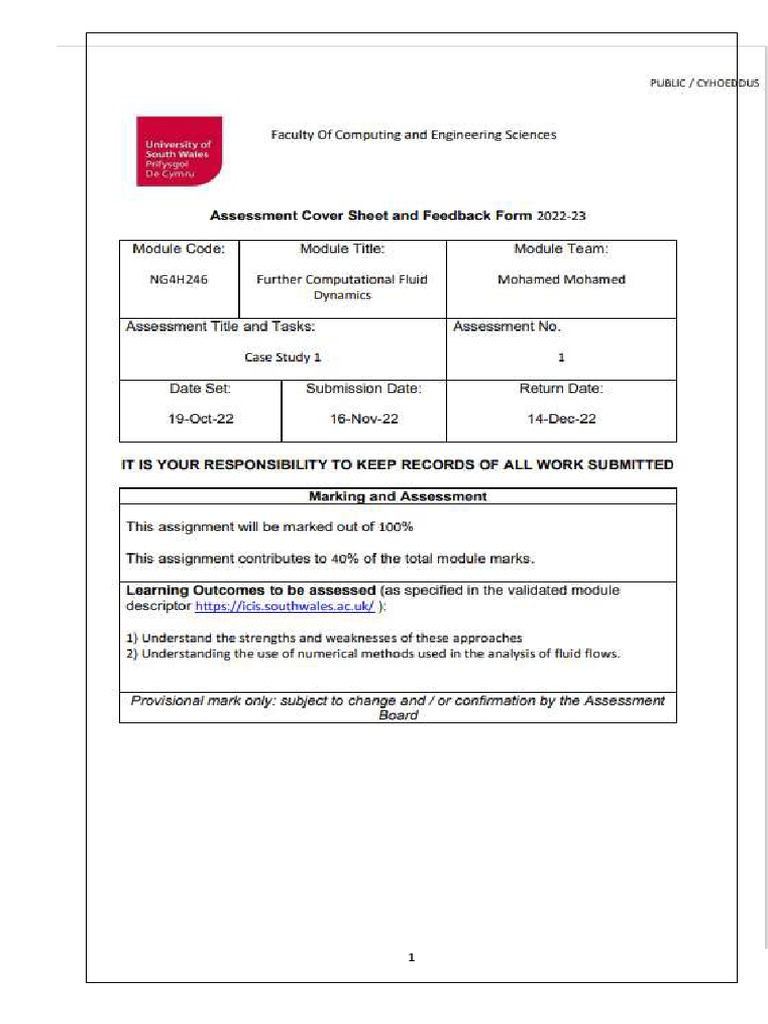 CFD Assignment 1 (30052157) | PDF | Fluid Dynamics | Computational Fluid Dynamics