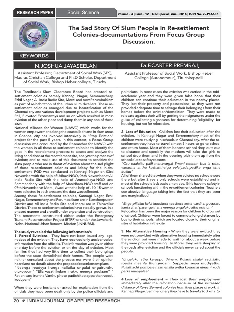 Udhavi Template for Slum Resettlement Issues | PDF | Slum