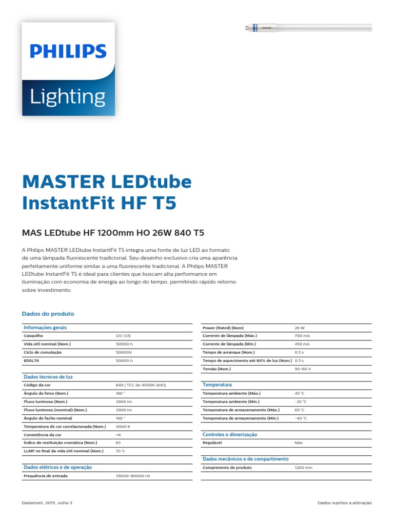 Philips MASTER LEDtube | PDF | Lâmpada incandescente | Iluminação