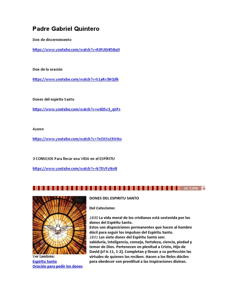 Padre Gabriel Quintero | PDF | espíritu Santo | Gracia divina