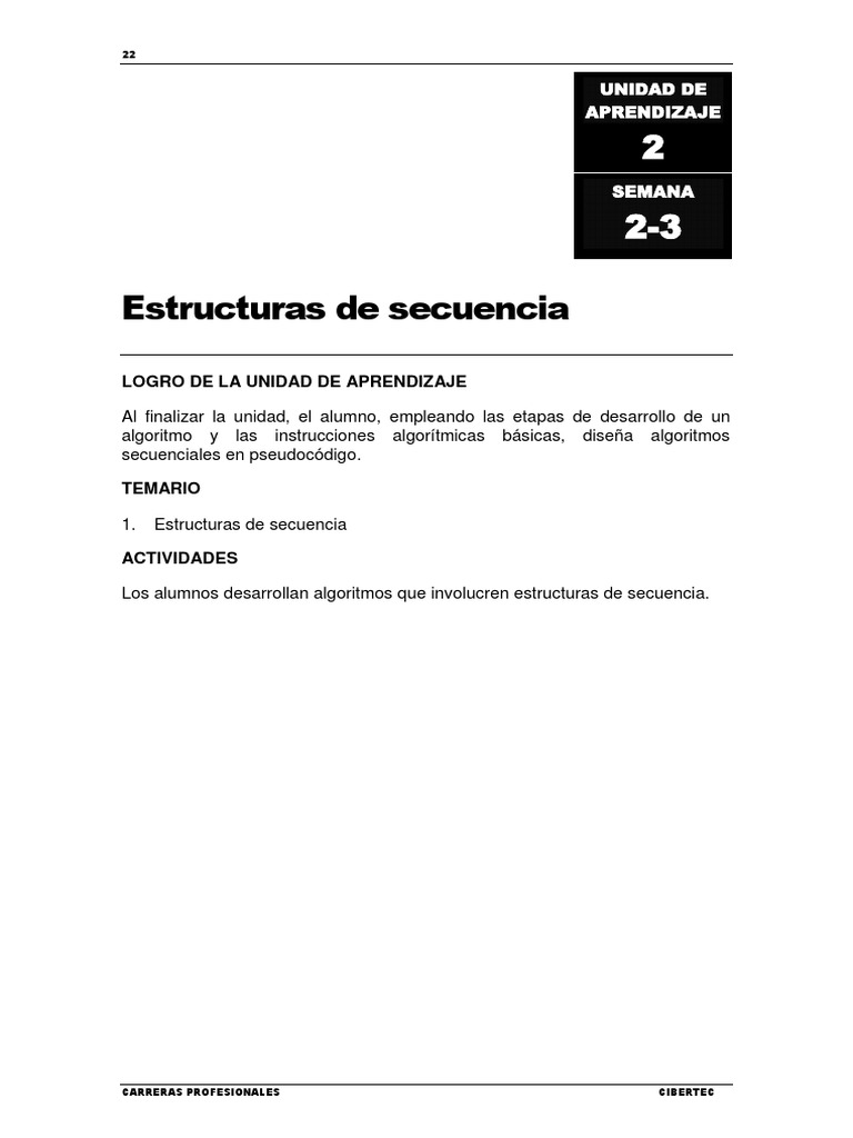 Estructuras de Secuencia: Logro de La Unidad de Aprendizaje | PDF ...