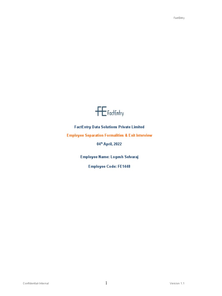 FE - Exit Formalities (Logesh Selvaraj) | PDF | Cost Of Living | Non ...