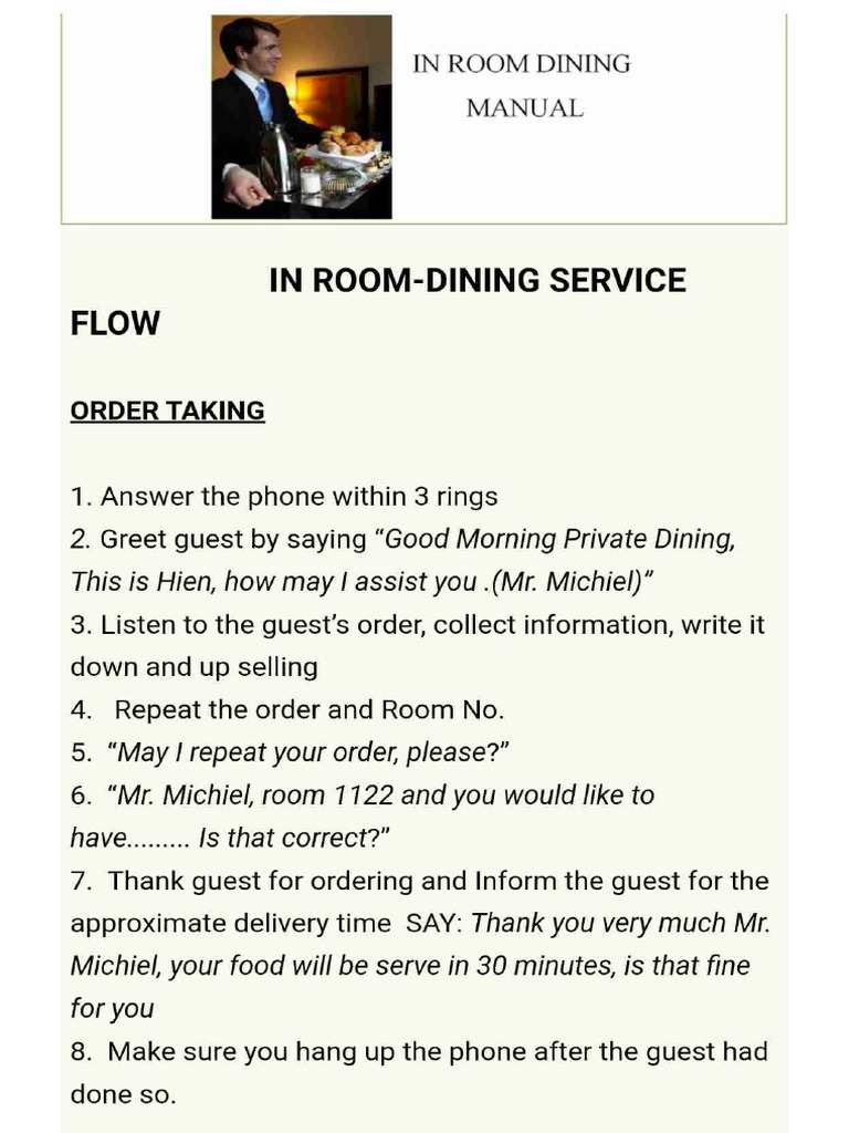 Room Service Tray & Trolley Setup | PDF