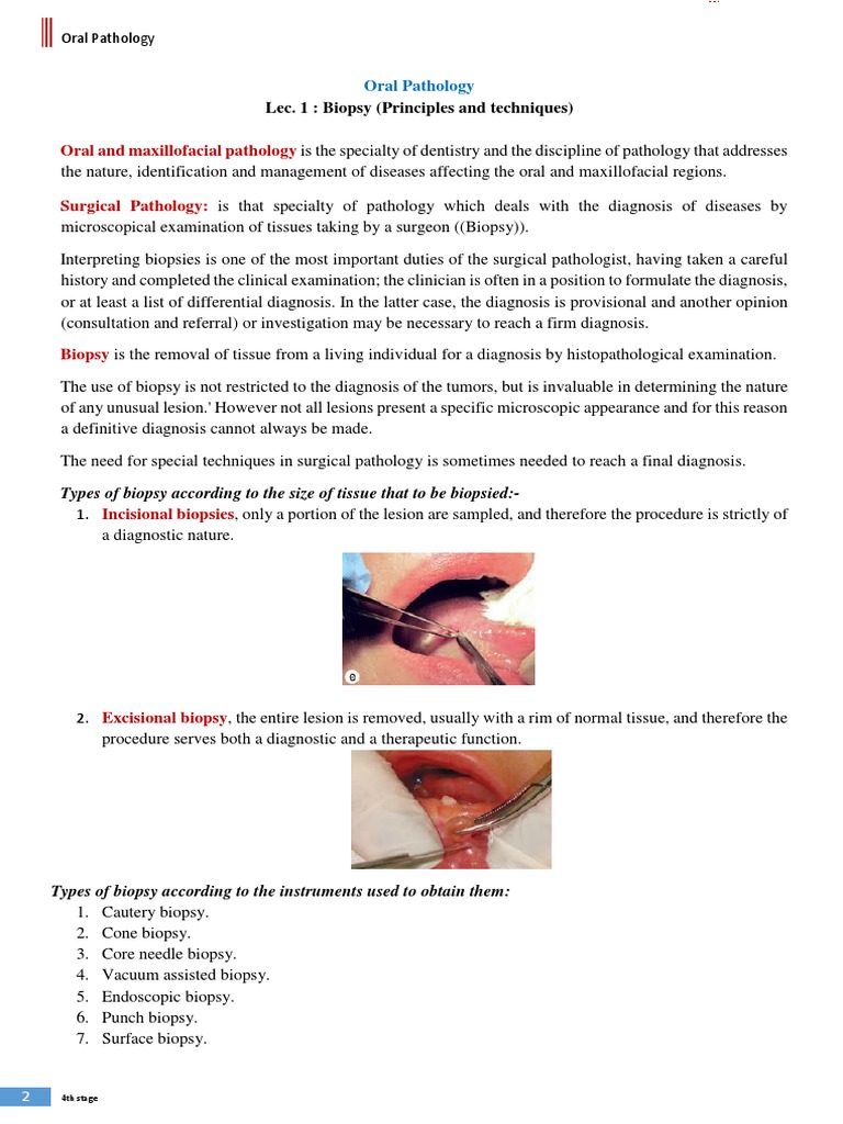 Oral Pathology Lec - 1 | PDF | Biopsy | Tooth Enamel