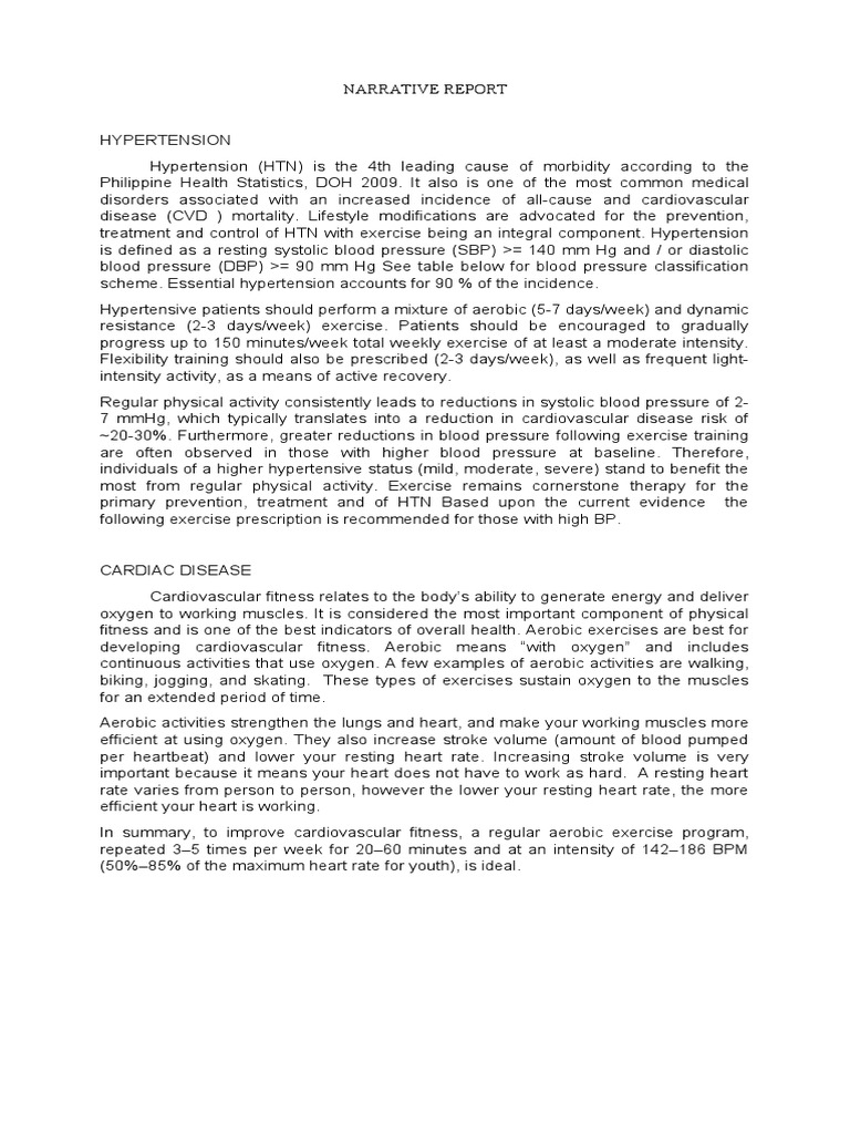 Narrative Report | PDF | Hypertension | Blood Pressure