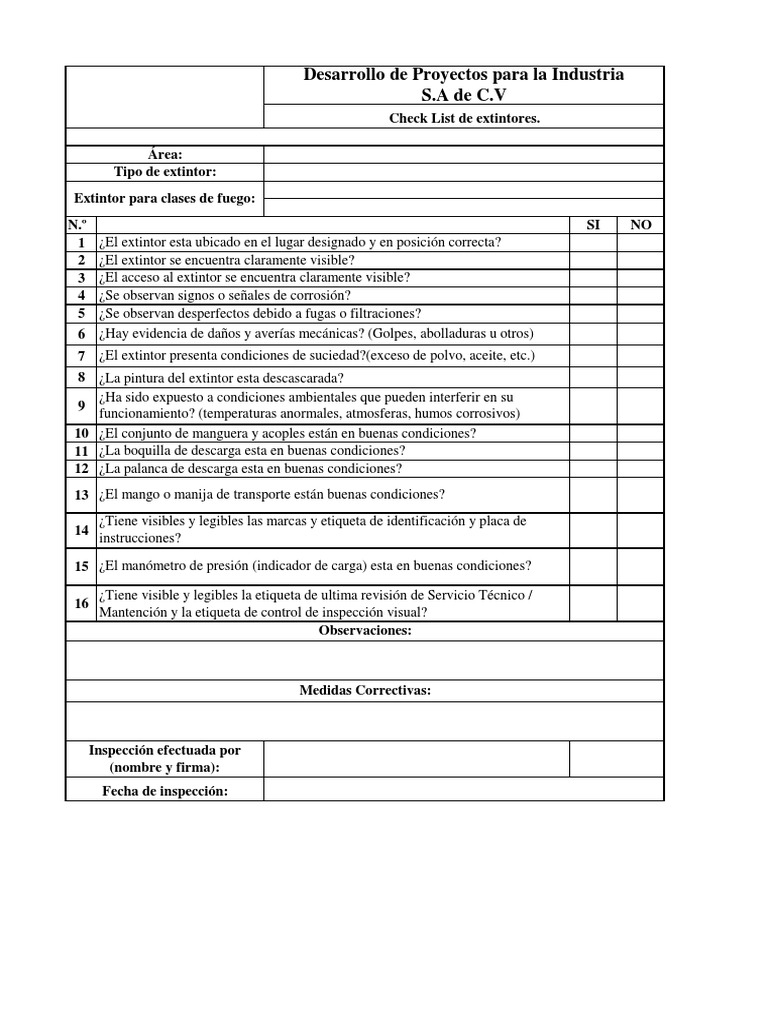 Check List de Extintores | PDF