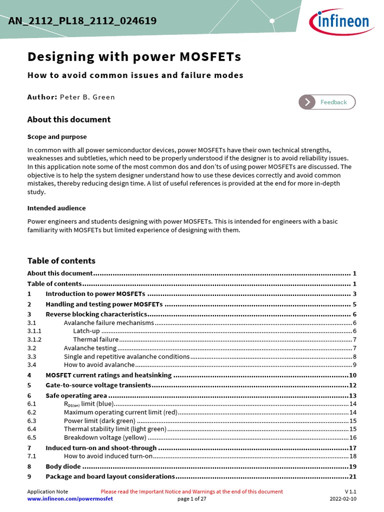 Infineon-Designing With Power MOSFETs-ApplicationNotes-v01 02-EN | PDF ...