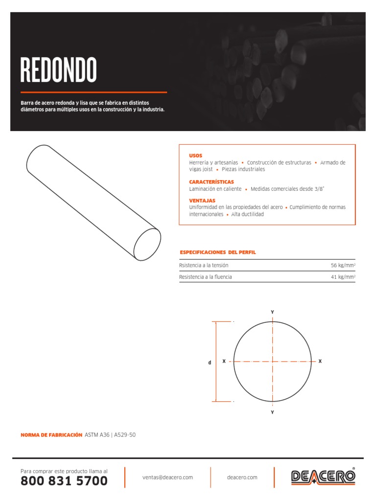 Redondos Comerciales Deacero Ficha Tecnica | Descargar gratis PDF | Rieles | Materiales de ...