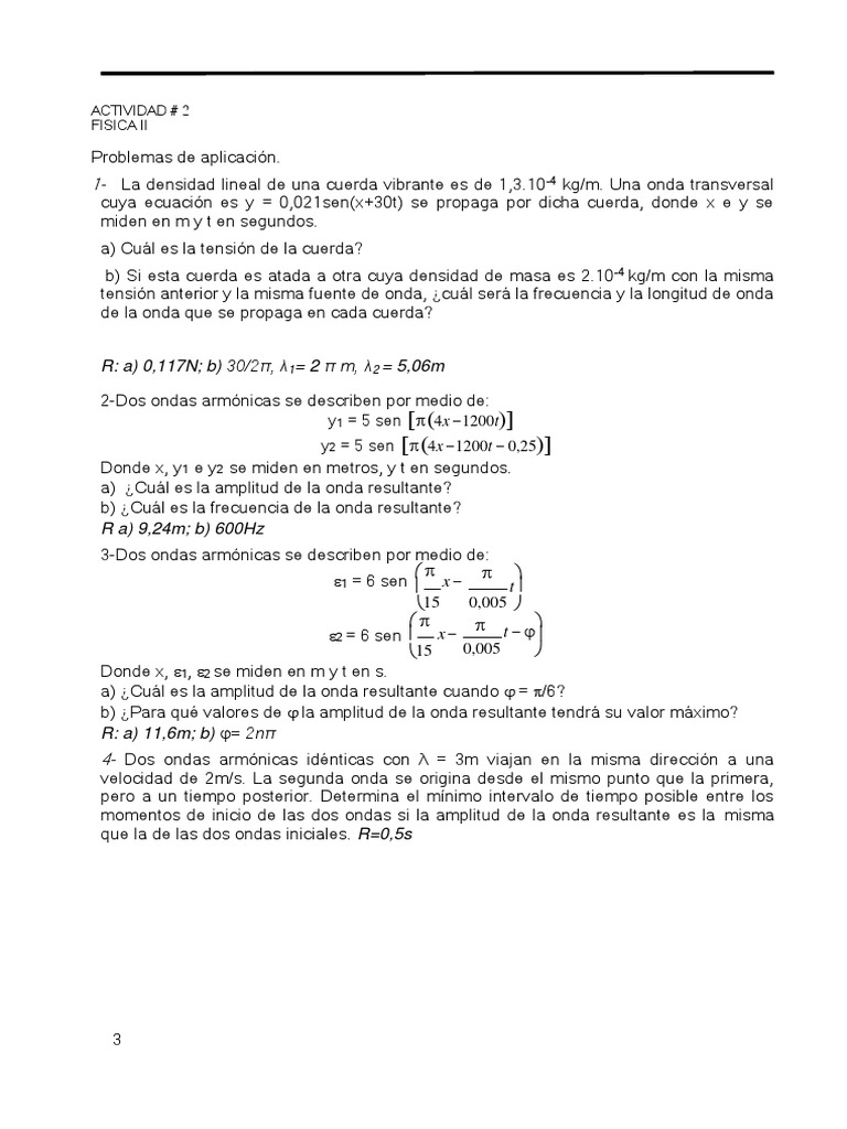 Fisica Ii - Movimiento Ondulatorio - Actividad 2 | PDF | Olas | Frecuencia
