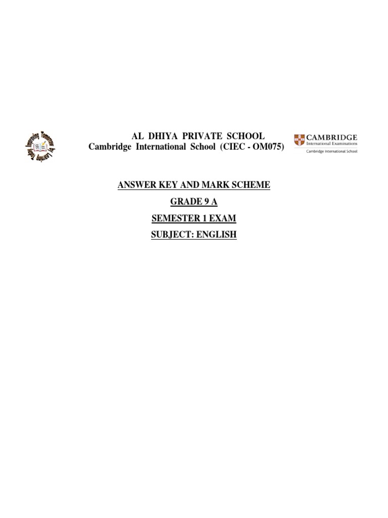 Grade 9 English Exam Answer Key | PDF | Communication | Cognition