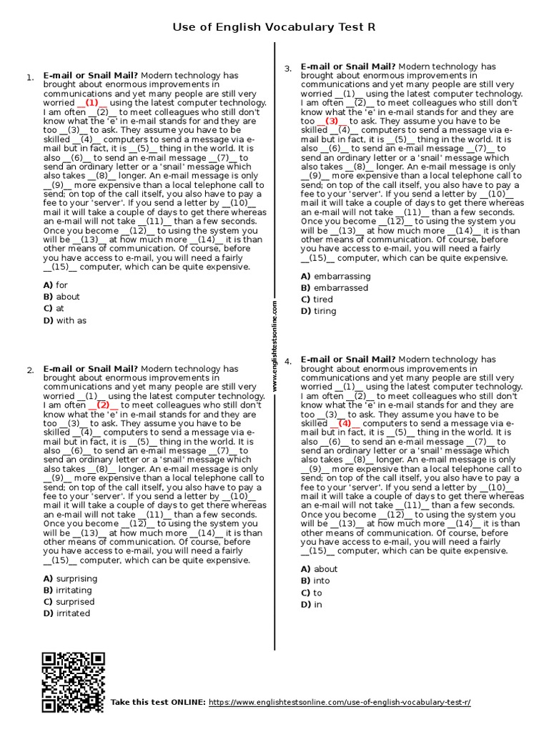 193 - Use of English Vocabulary Test R | PDF | Mail | English Language