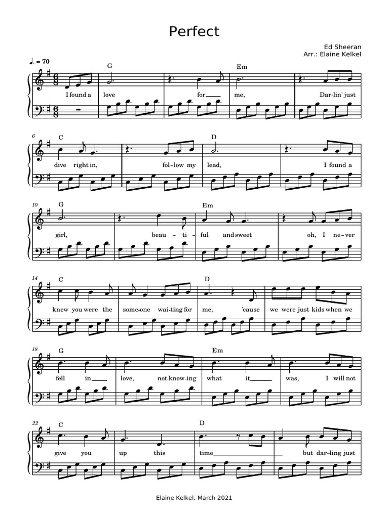Perfect Sheet Music Arrangement | PDF | Songs Written | Song Recordings ...