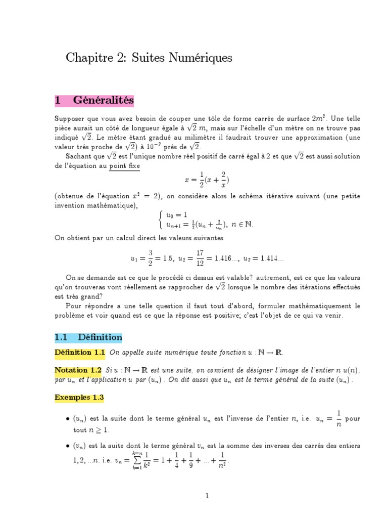 Lecture Numerical Sequences 1 | PDF | Séquence | Limite (mathématiques)