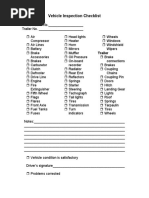 Vehicle Handover Checklist Excel | PDF