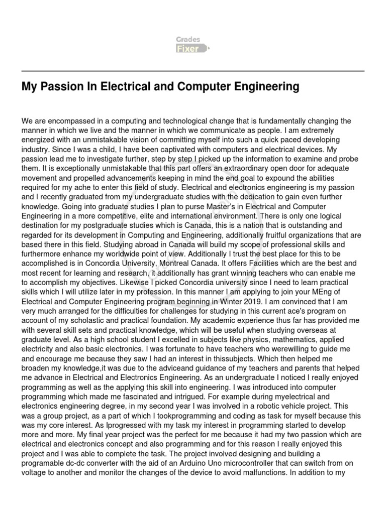 Pursuing a Master's in Electrical and Computer Engineering at Concordia University to Fulfill a ...