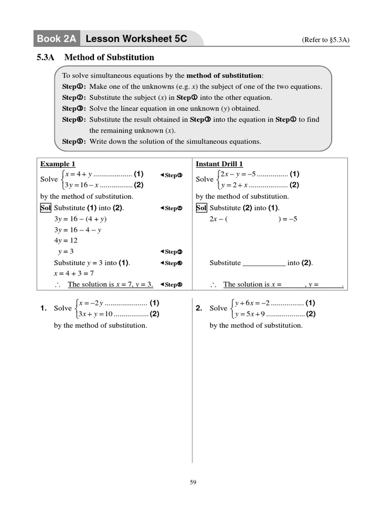 Ch.8 - More About Equations - Method of Substitution | PDF | Equations ...