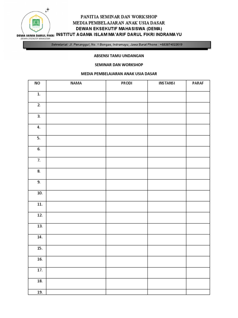 Absensi Tamu Seminar dan Workshop | PDF