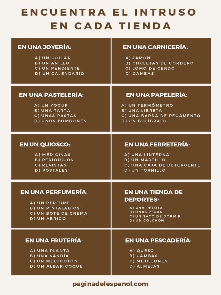 Encuentra El Intruso en Cada Tienda | PDF