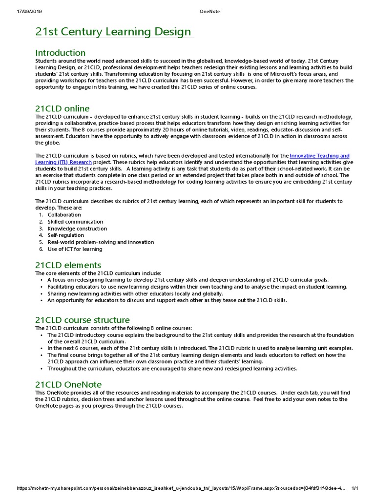 21CLD Online Courses for Educators | PDF | Teachers | Educational ...