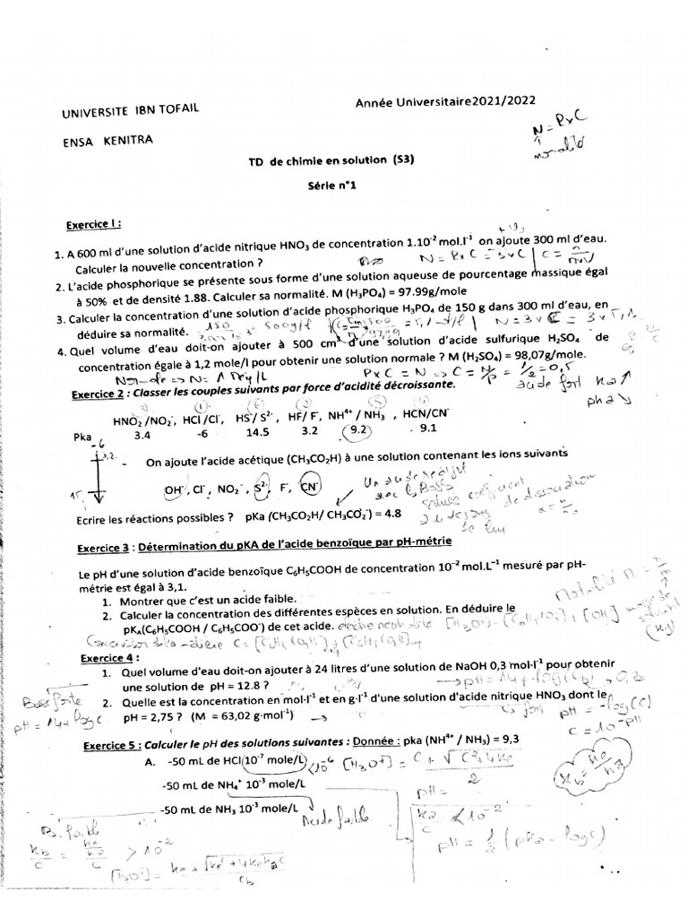 Td1 Chimie en Solution | PDF