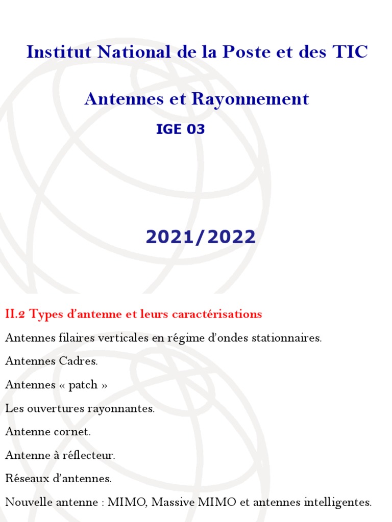 Types d'antennes et rayonnement | PDF | Antenne (Radio) | Électromagnétisme