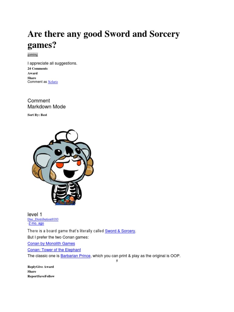 Sword Sorcery Convo | PDF | Conan The Barbarian | Role Playing Games