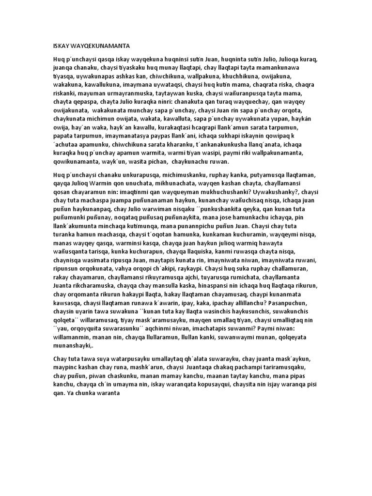 Iskay Wayqekunamanta | PDF