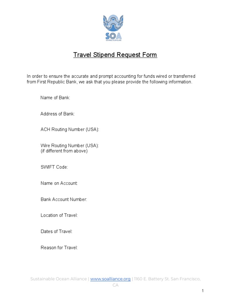 Travel Stipend Request Form | PDF