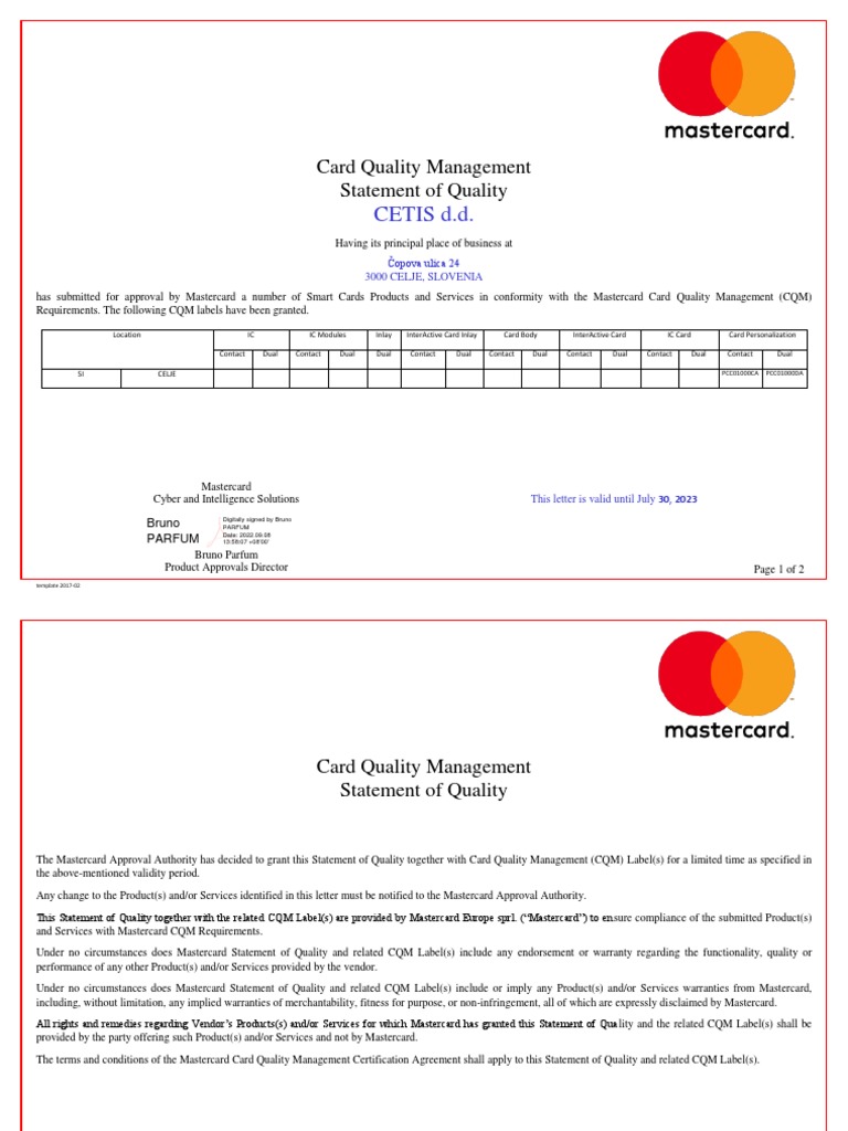 2022 Cqm Certificate Cetis Until 2023 07 30 Pdf Implied Warranty