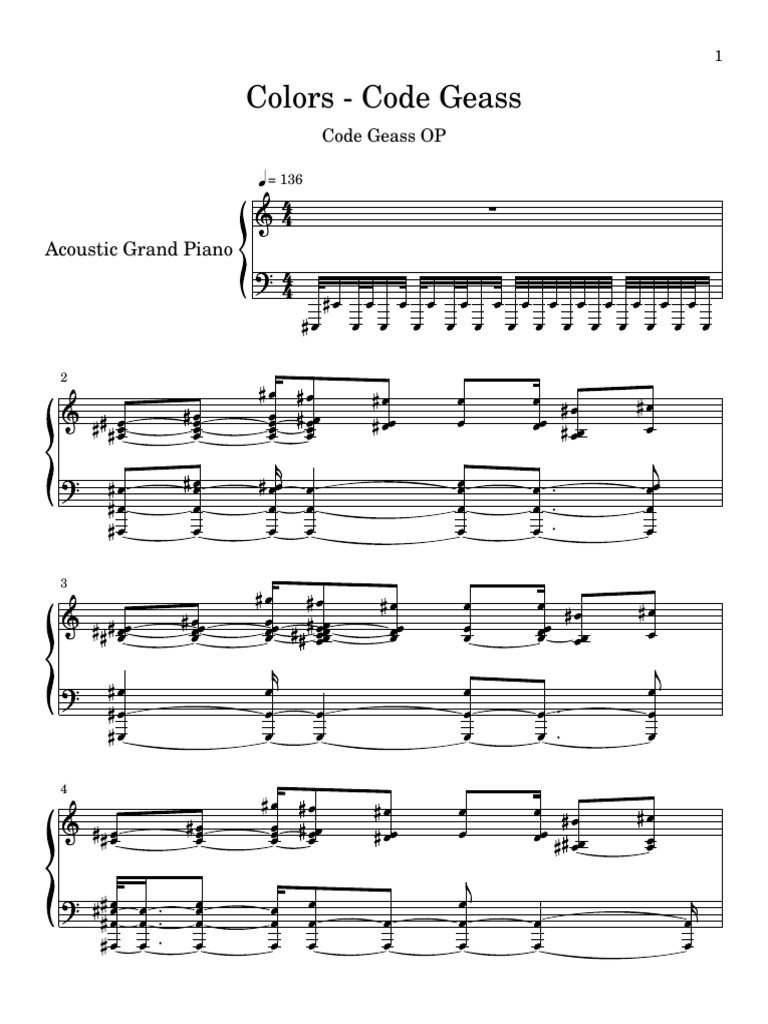 Code Geass Piano Sheet Music | PDF