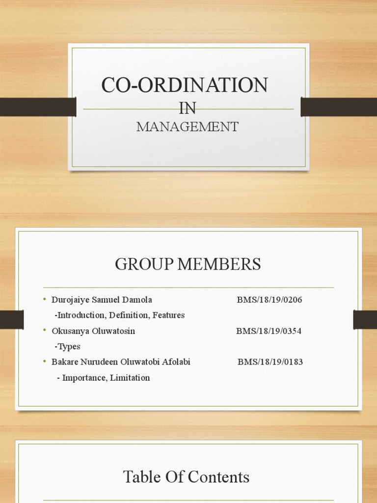 Coordination in Management Explained | PDF | Team Building ...