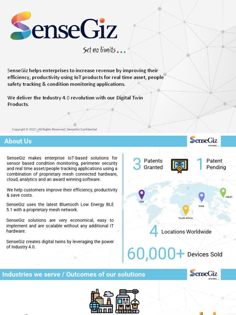 1 Pager Solutions - SenseGiz Technologies | PDF | Cloud Computing | Internet Of Things