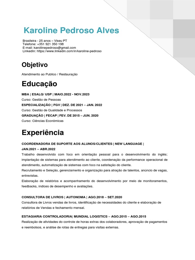 Curriculo Karoline | PDF | Gestão de recursos humanos | Business