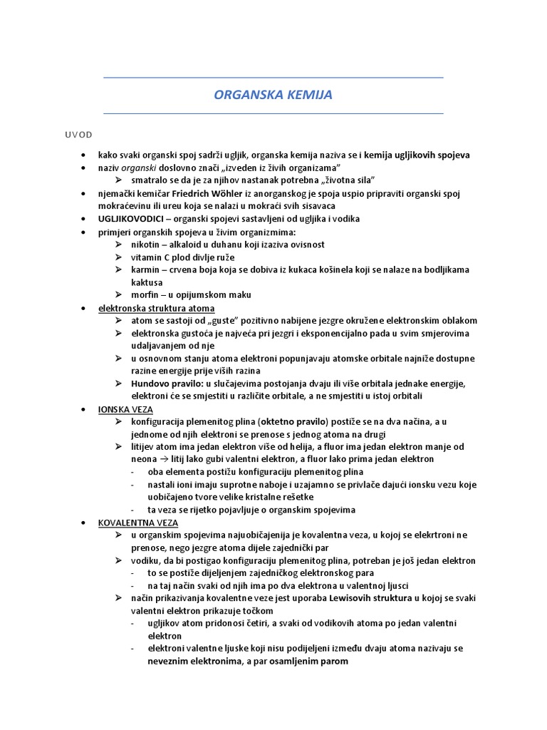 Organska Kemija - Skripta | PDF