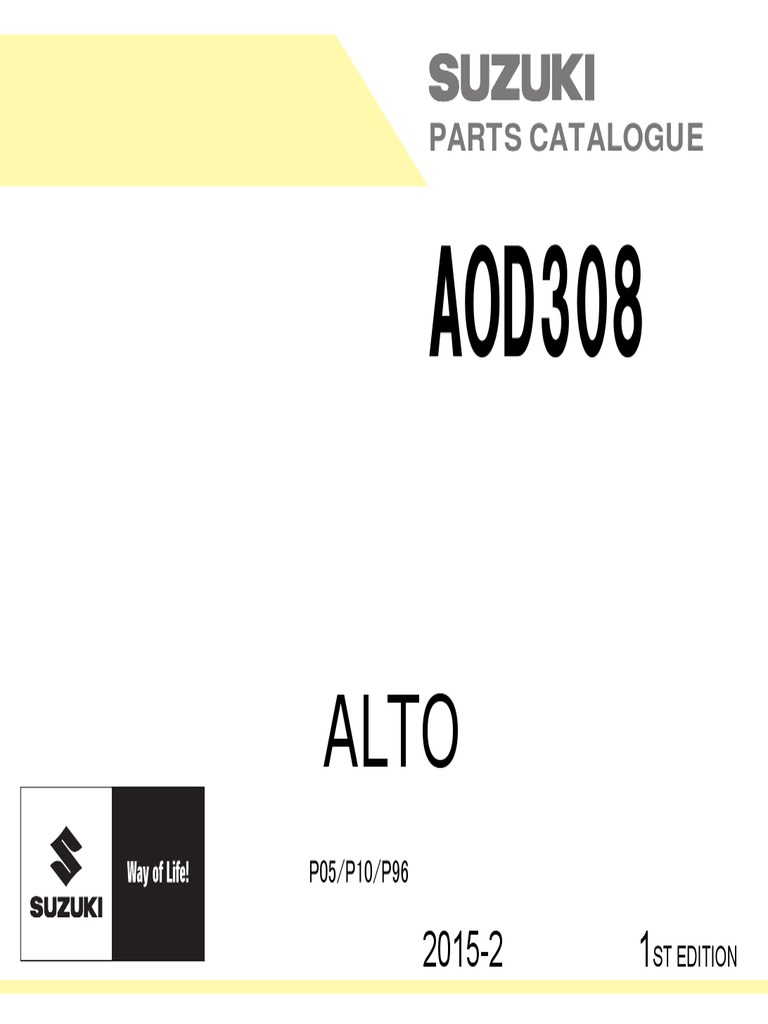 Parts Catalogue Aod308 Alto Suzuki Alto | PDF | Throttle | Vehicle Parts