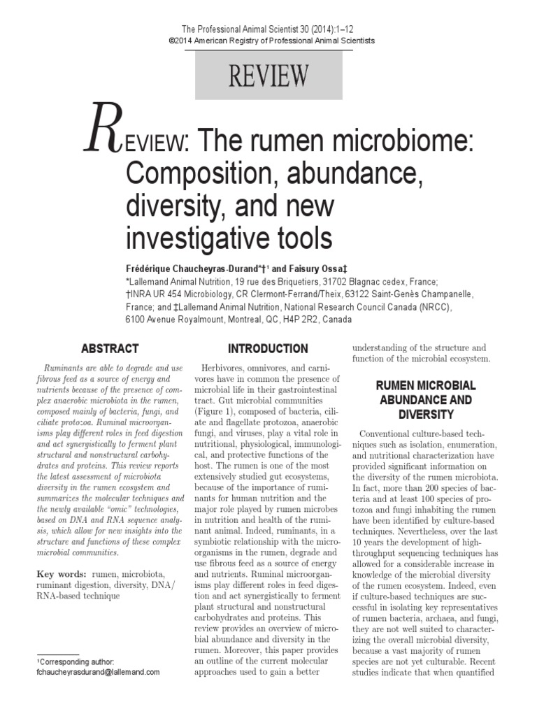 2014 REVIEW The Rumen Microbiome | PDF | Microbiota | Dna Sequencing
