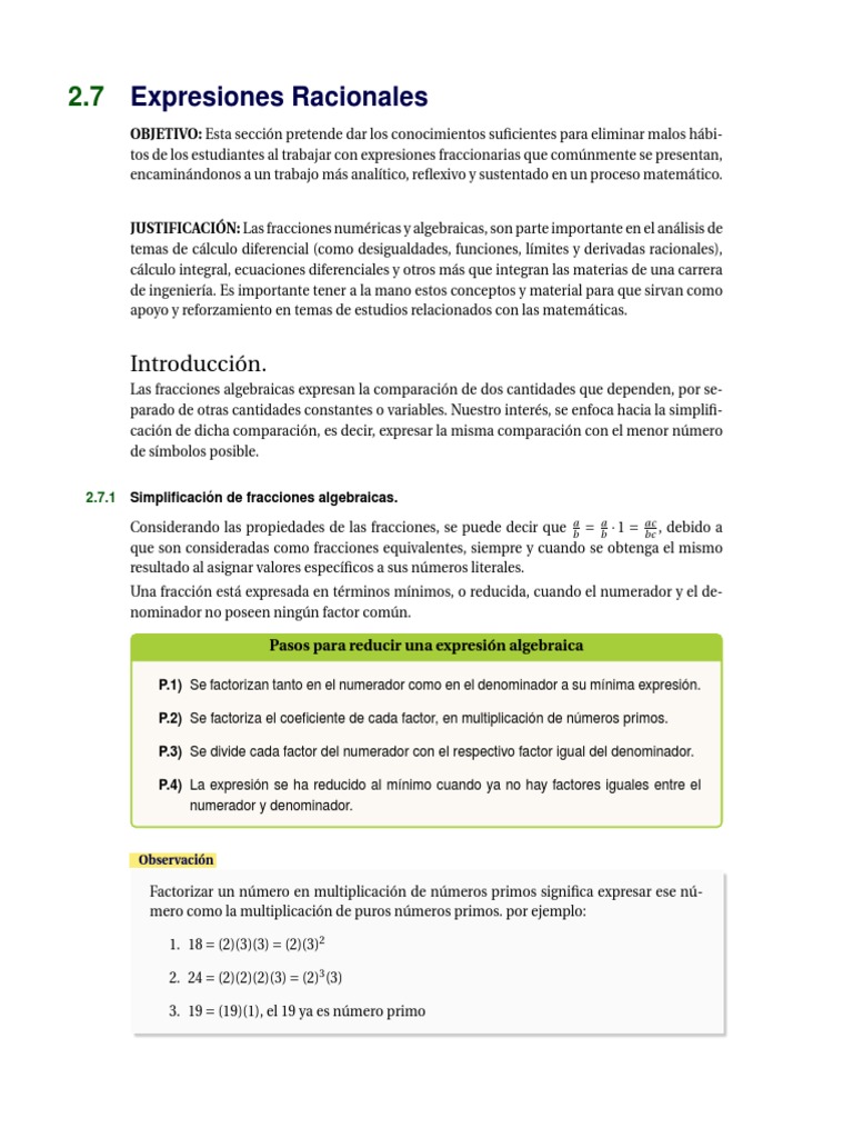 Simplificación y operaciones con fracciones algebraicas | PDF | Números ...