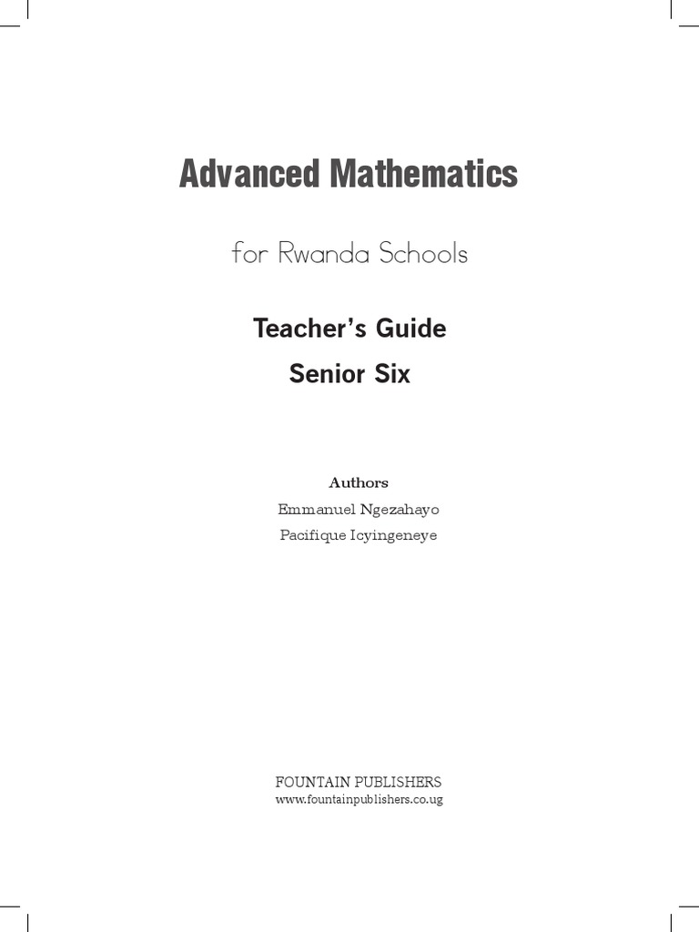 Advanced Mathematics S6 TG | PDF | Educational Assessment | Integral Advanced Mathematics S6 TG | PDF | Educational Assessment | Integral